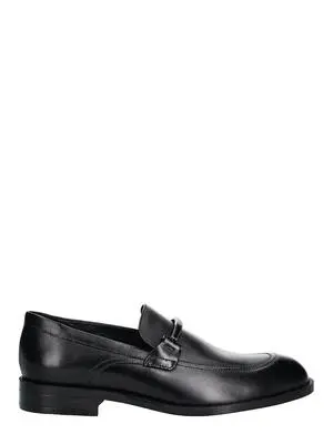 BOSS Metal-bar Leather Loafers - Black