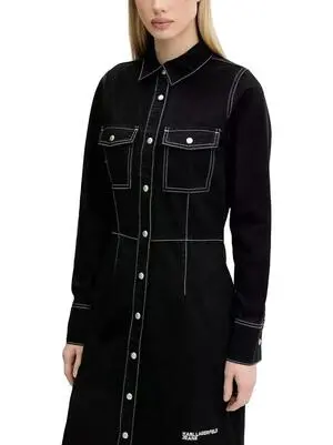 Karl Lagerfeld Contrast-stitch Shirt Dress - Black