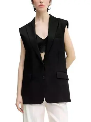 Hugo Sleeveless Single-breasted Waistcoat - Black