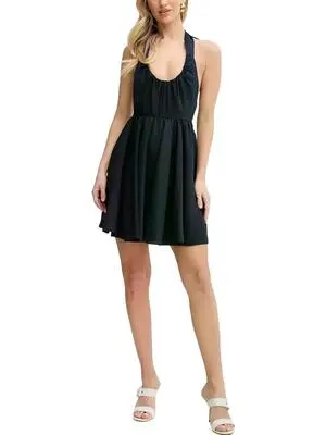 Armani Exchange Halter-neck Skater Mini Dress - Black