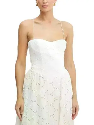 Bardot Estie Eyelet Lace-up Dress - White