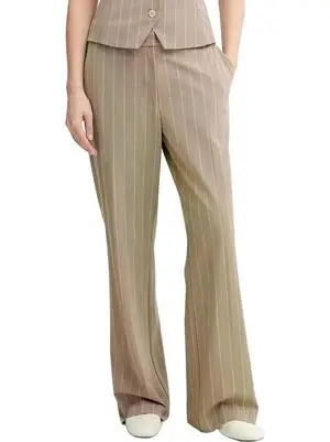 SAMSOE SAMSOE Pinstripe Tailored Trousers - Neutrals