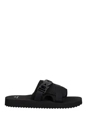 Armani Exchange Buckle-strap Slides - Black