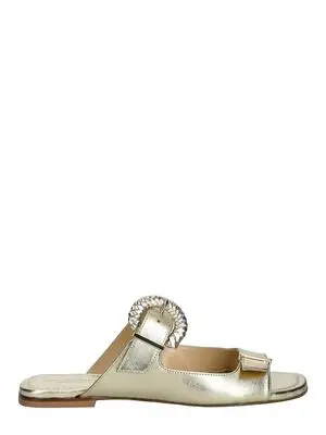 BALDININI Braided-buckle Leather Slides - Gold