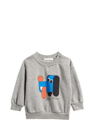 BOBO CHOSES Dog Graphic Organic Cotton Sweatshirt - Light Heather Grey