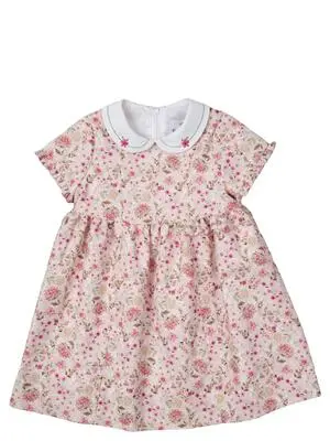 FLORENCE EISEMAN Floral Dress With Embroidered Collar - Ivory And Red Floral