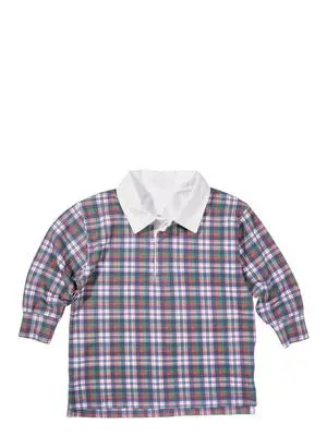 FLORENCE EISEMAN Plaid Knit Long Sleeve Polo - Multicolor Plaid