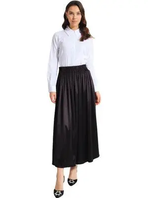 MIZALLE Waisted Pleated Midi Skirt - Black