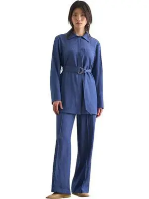 MIZALLE Belted Tunic - Indigo