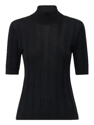 CALLAS MILANO Jordyn Short Sleeve Mockneck Sweater - Black