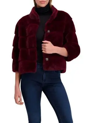 LYLA GRANT Faux Fur Mink Jacket - Wine