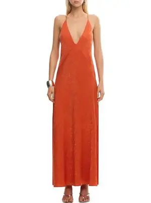 Significant Other Arielle Crushed Satin Maxi Slipdress - Rust
