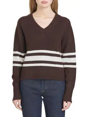WAYF Stripe V-Neck Sweater