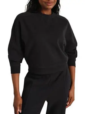RHONE Signature Crewneck Rib Sweatshirt - Pure Black