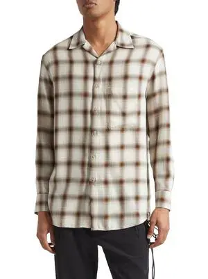 SONG FOR THE MUTE Oversize Plaid Button-up Shirt - White