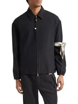 SONG FOR THE MUTE Slim Gabardine Coach's Jacket - Black