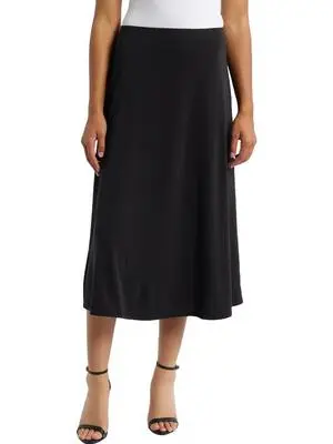 NIC+ZOE Crepe Midi Slip Skirt - Black Onyx