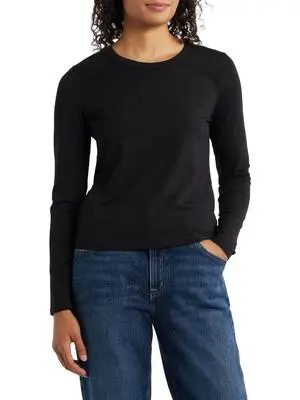 NIC+ZOE Perfect Knit Long Sleeve Top Black Onyx