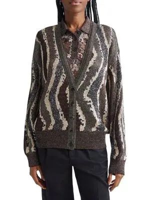 Missoni Stripe Metallic Cardigan - Brown Tones Stripes