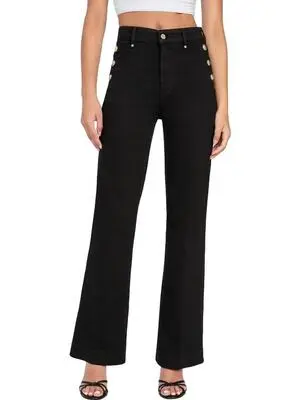 Guess High-waist Flare Leg Sailor Jeans - Black