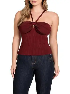 Guess Sofie Mirage Halter Sweater Tank Burgundy