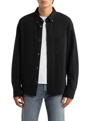 FRAME Waffle Textured Button-up Shirt - Black