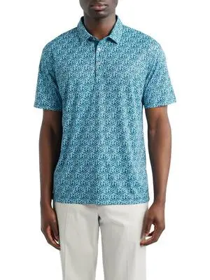 SWANNIES Ridge Floral Performance Golf Polo - Deep-lake
