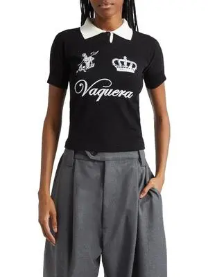 Vaquera Short Sleeve Polo - Black White 1