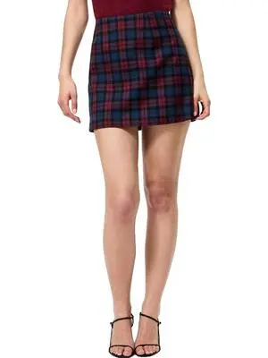 French Connection Plaid A-line Mini Skirt - Marine-cabernet