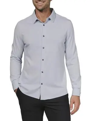 7 Diamonds Girona Solid Performance Button-up Shirt Breakwater