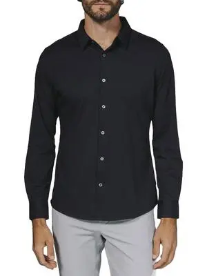 7 Diamonds Girona Solid Performance Button-up Shirt Navy