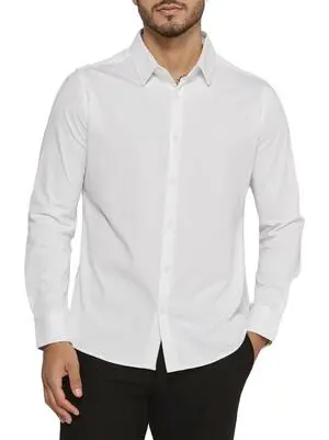 7 Diamonds Girona Solid Performance Button-up Shirt White