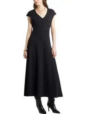 Nordstrom Cap Sleeve Fit & Flare Dress - Black