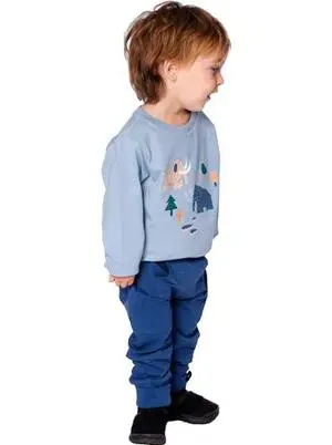 DEUX PAR DEUX Organic Cotton Jersey Two-piece Top And Pant Set - Blue