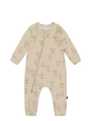 DEUX PAR DEUX Organic Cotton Zipped Romper - Beige