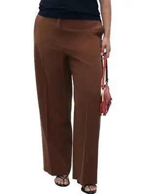 Mango Carlos Wide Leg Trousers Brown