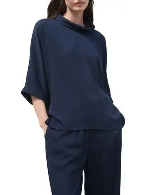 Mango Oversized Flowing Top - Navy