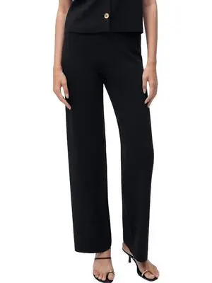 Mango Straight Leg Knit Pants - Black