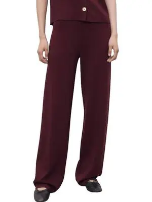 Mango Straight Leg Knit Pants - Maroon