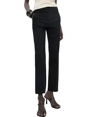 Mango Ankle Straight Leg Pants Black