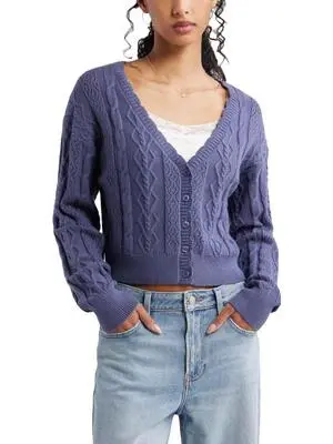 Bp. Mixed Stitch Cropped Cardigan - Blue Shadow