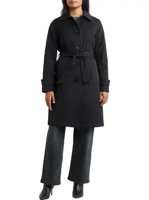 Michael Kors Water Resistant Belted Trench Coat - Black