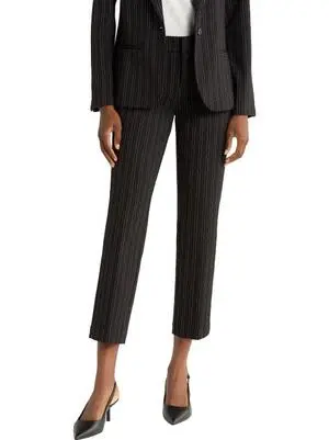 LIVERPOOL Holly Stripe Welt Pocket Straight Leg Pants - Black/hint Of Navy Stripe