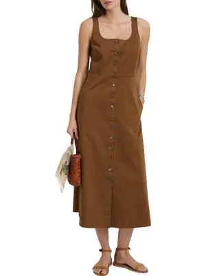 ALEX MILL Piper Twill A-line Dress - Coffee Liqueur
