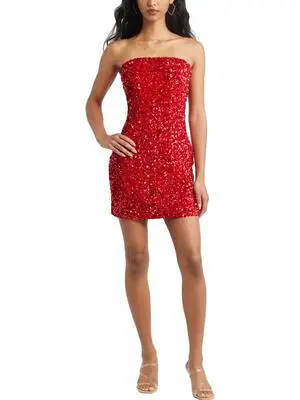 Bp. Strapless Sequin Mini Dress - Red