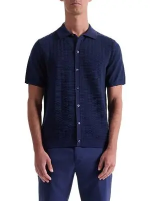 Bugatchi Short Sleeve Cardigan Navy