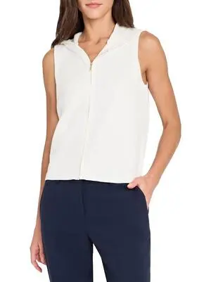 TAHARI ASL Hooded Zip-up Vest - Ivory