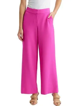 TAHARI ASL Wide Leg Pants - Shocking Pink