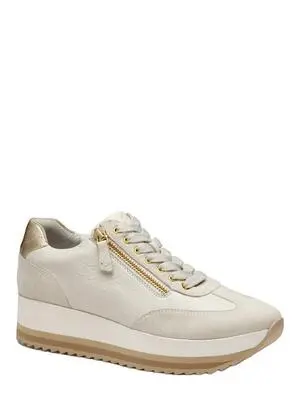 JOHNSTON & MURPHY COLLECTION Side-zip Platform Sneakers - White Calfskin/kid Suede
