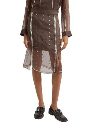 WALES BONNER Presence Studded Skirt - Brown